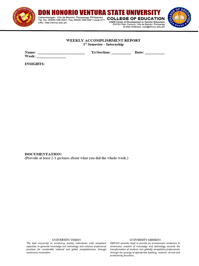 Weekly Accomplishment Report Template | PDF