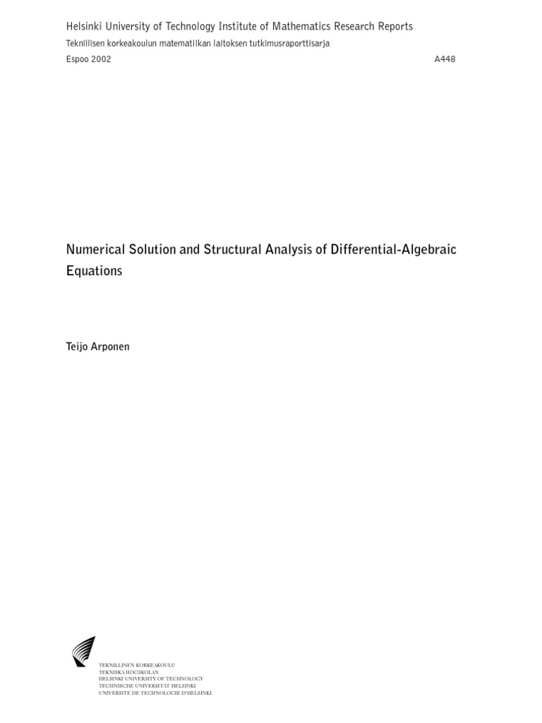 Numerical Analysis of Differential-Algebraic Equations | PDF ...