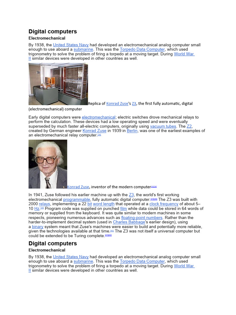 Digital Computers: Electromechanical | PDF | Computer Science | Electrical Engineering
