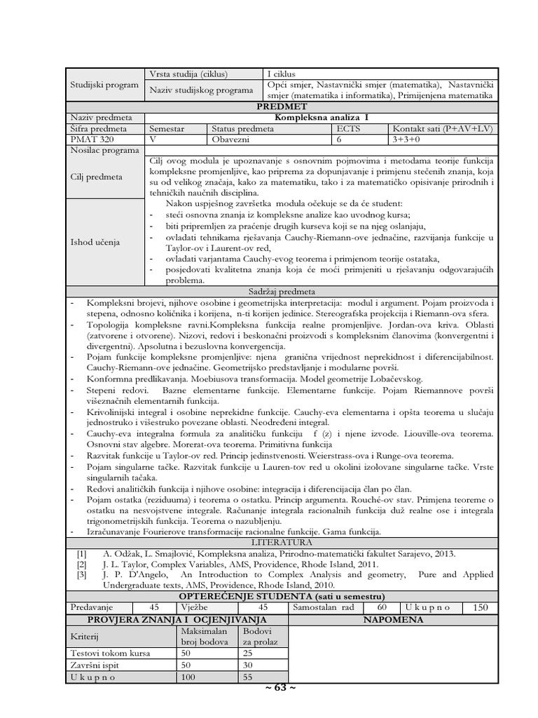 Kompleksna Analiza I | PDF