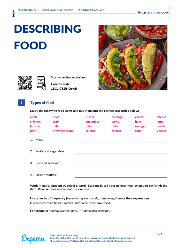 Describing Food British English Student | PDF | Foods | Cuisine
