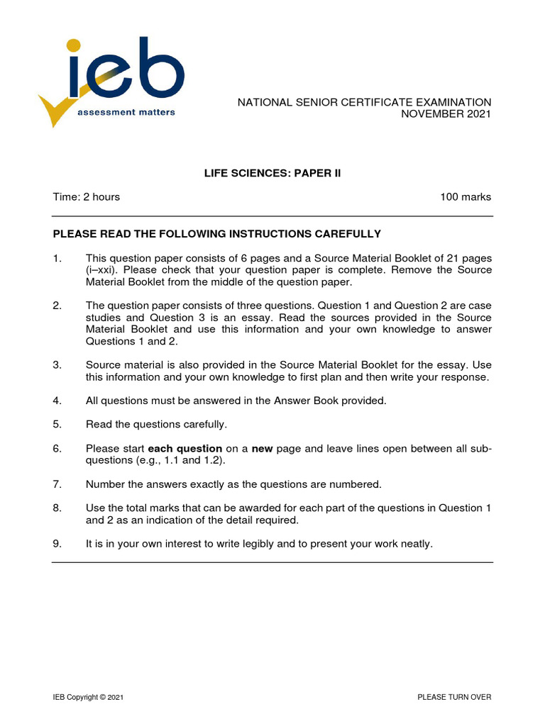 Life Sciences P2 2021 | PDF | Ecological Niche | Information