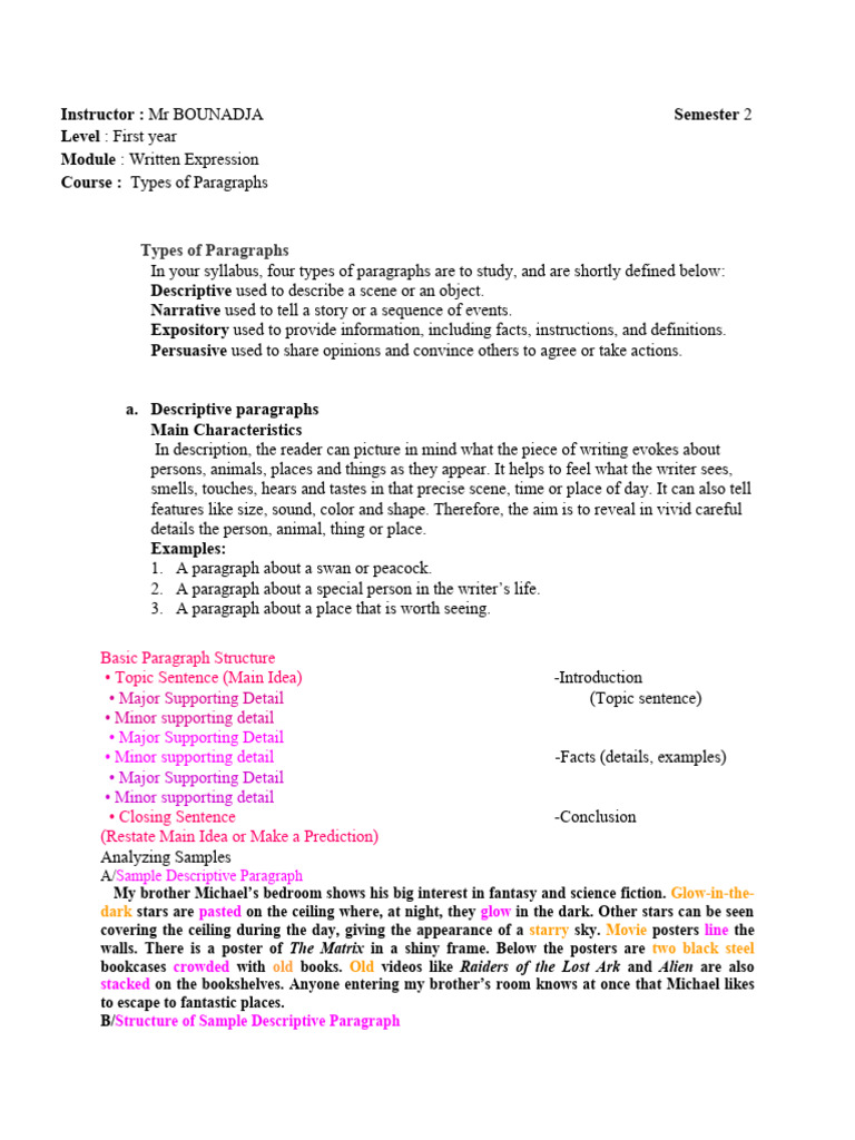 Types of Paragraphs | PDF