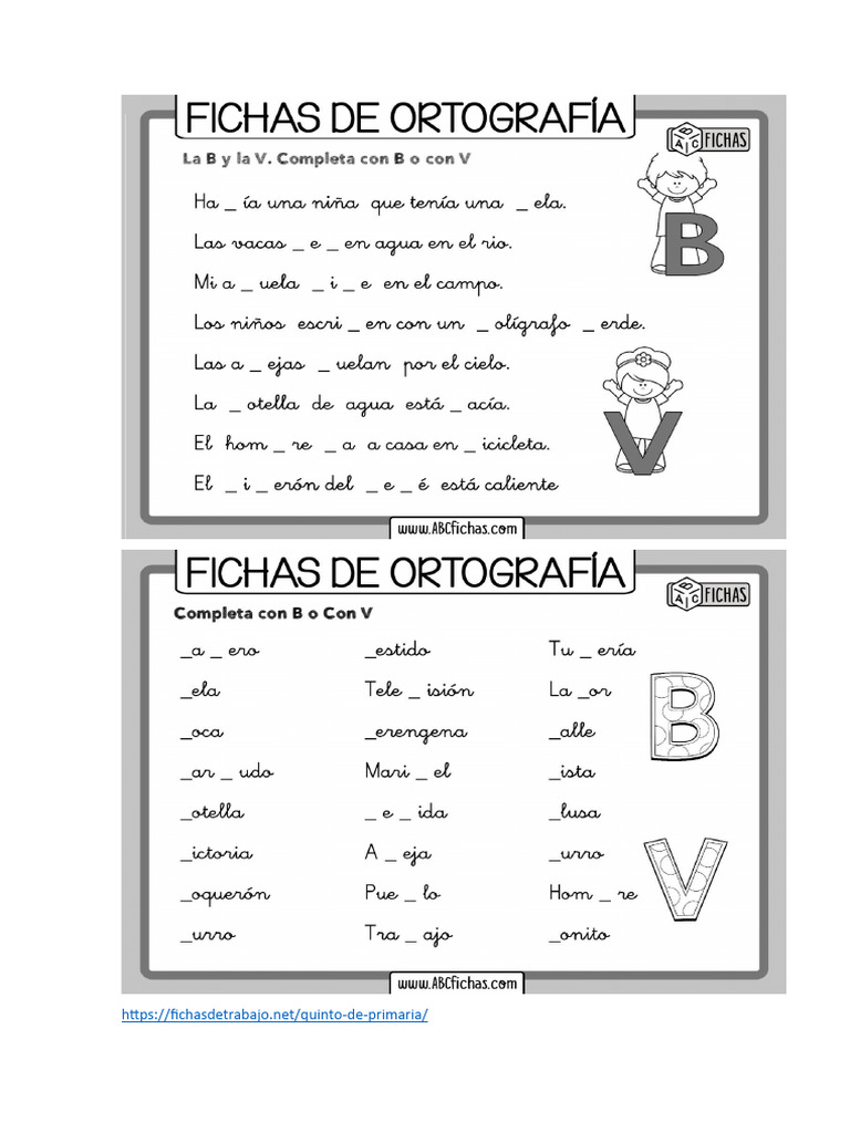 DICTADOS CON B Y V PARA 6° EGB | PDF