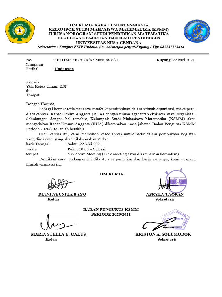 Undangan Rua Ketua Umum KSF | PDF