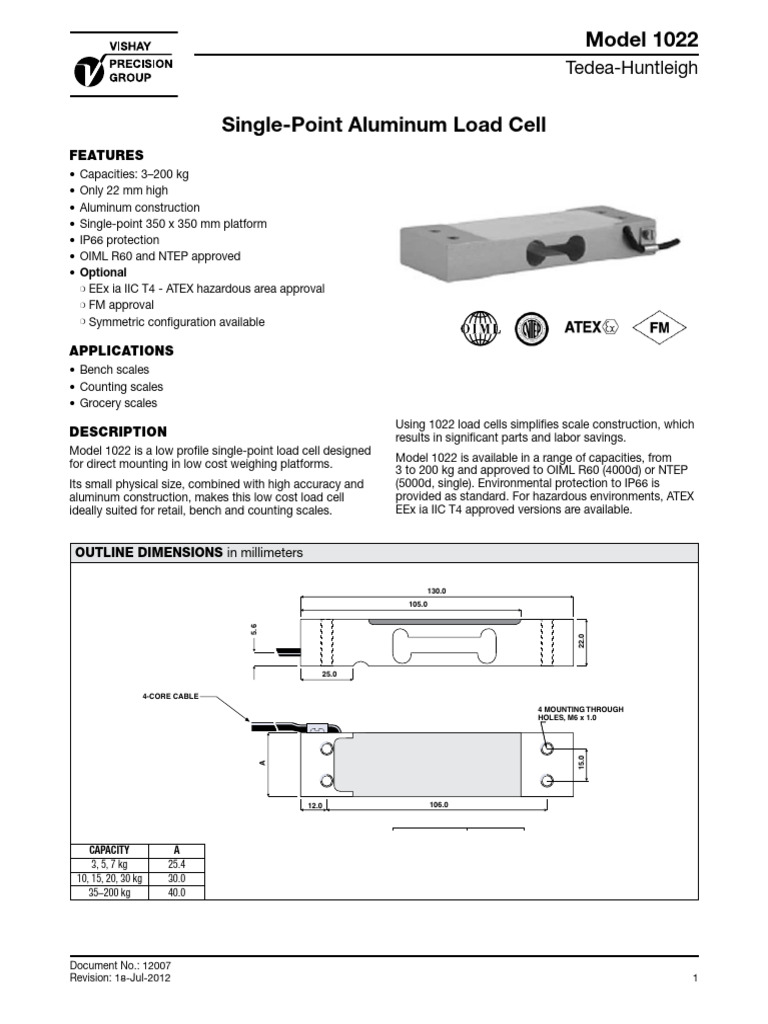 Model 1022 Model 1022: Tedea-Huntleigh | PDF | Electronic Engineering | Metrology