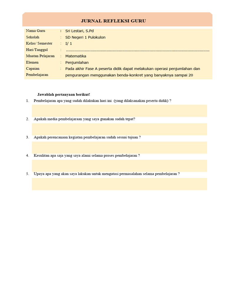 Siklus 2 Lembar Refleksi Guru Pdf