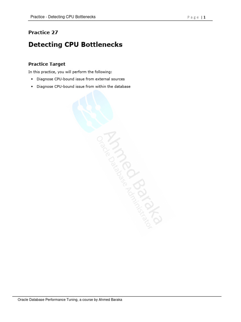 Practice 27 - Detecting CPU Bottlenecks | PDF | Databases | Central Processing Unit