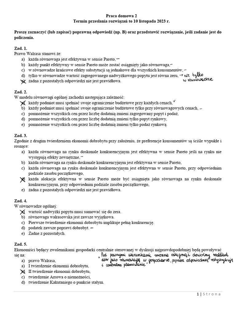 Praca-Domowa 2 Mikroekonomia | PDF