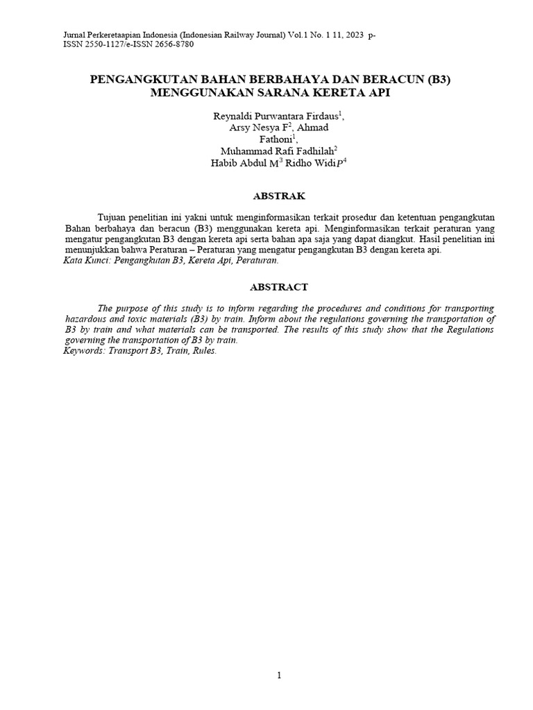 Pengangkutan B3 Dengan Kereta Api - PPI Madiun | PDF