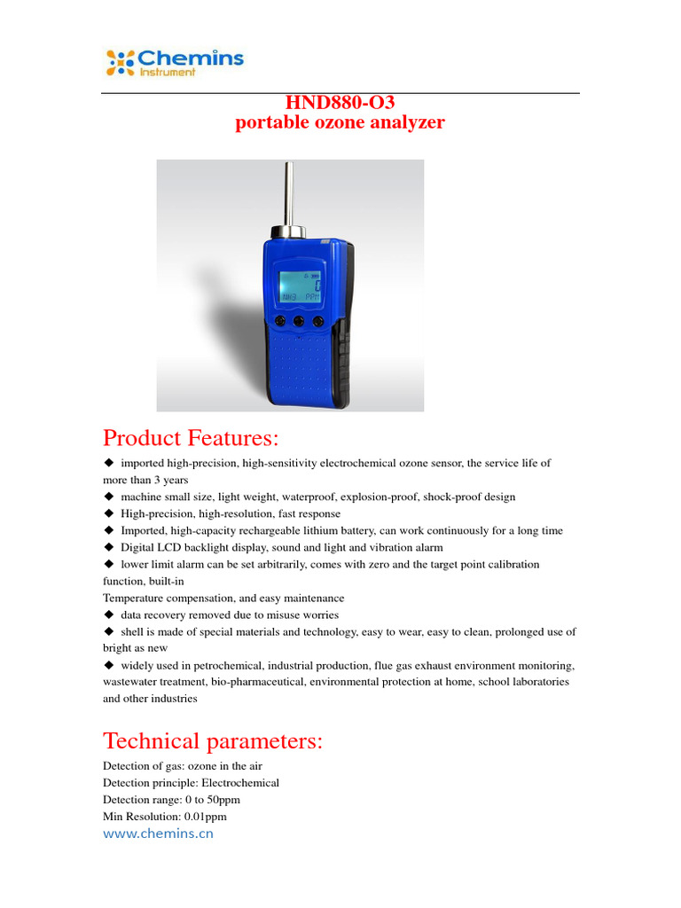 HND880-O3 Portable Ozone Analyzer | PDF