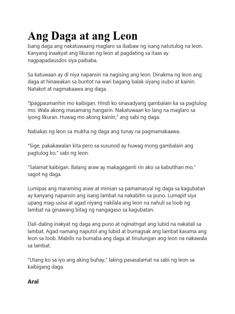 Ang Daga at Ang Leon | PDF