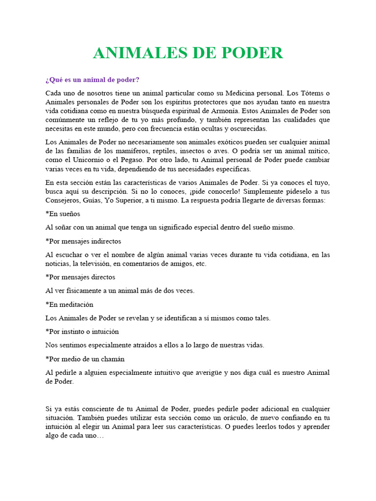 Animales de Poder | PDF | Chamanismo | Amor
