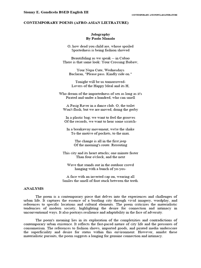 Jolography | PDF | Loneliness | Poetry