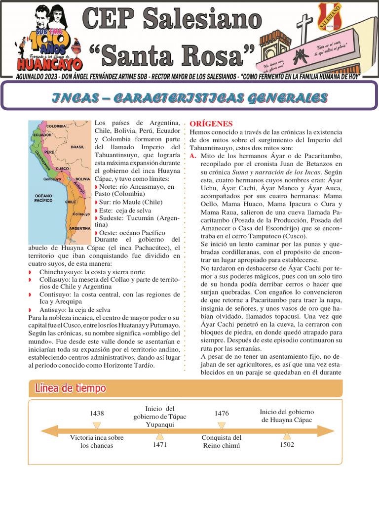 Caracteristicas Generales de Los Incas para Primer Grado de Secundaria ...