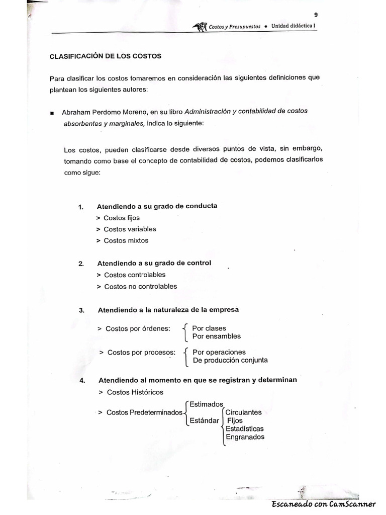 Clasificación de Costos | PDF
