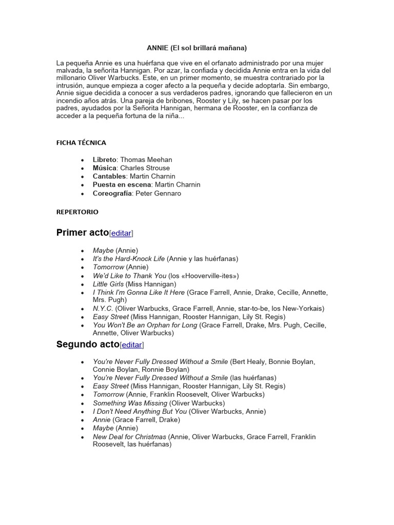 ANNIE musical | PDF