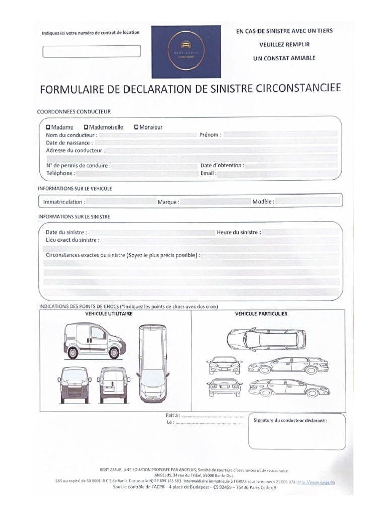 Formulaire de Declaration de Sinistre Circonstanciee | PDF