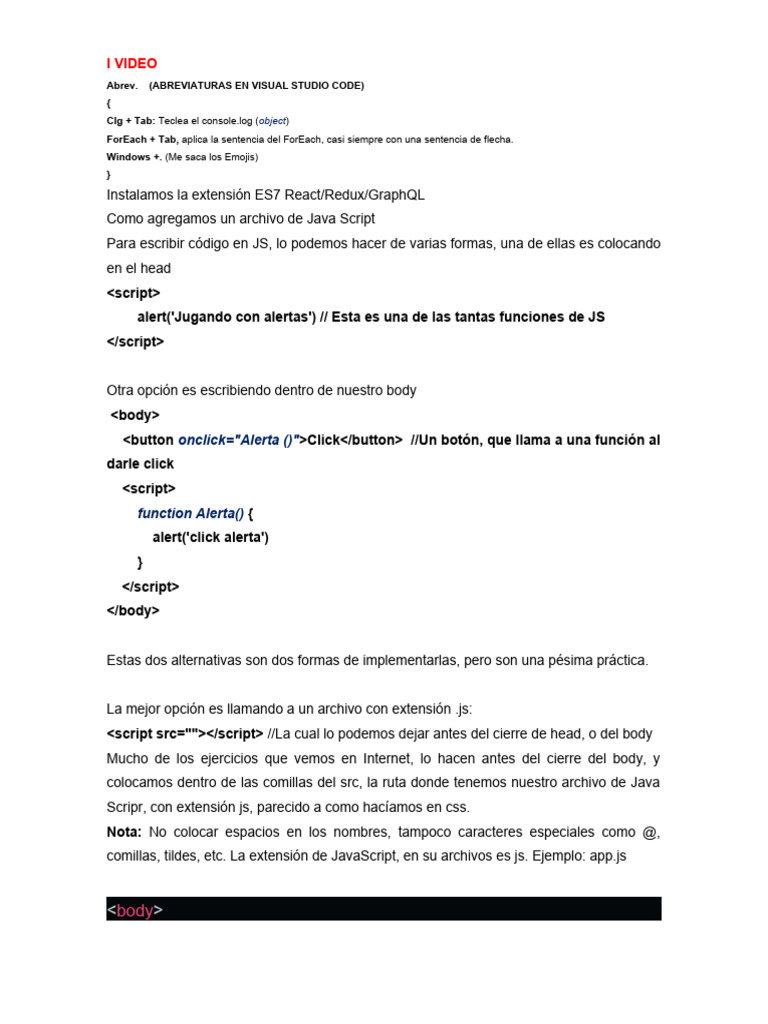 Resumen JS | PDF | Modelo de objeto de documento | HTML