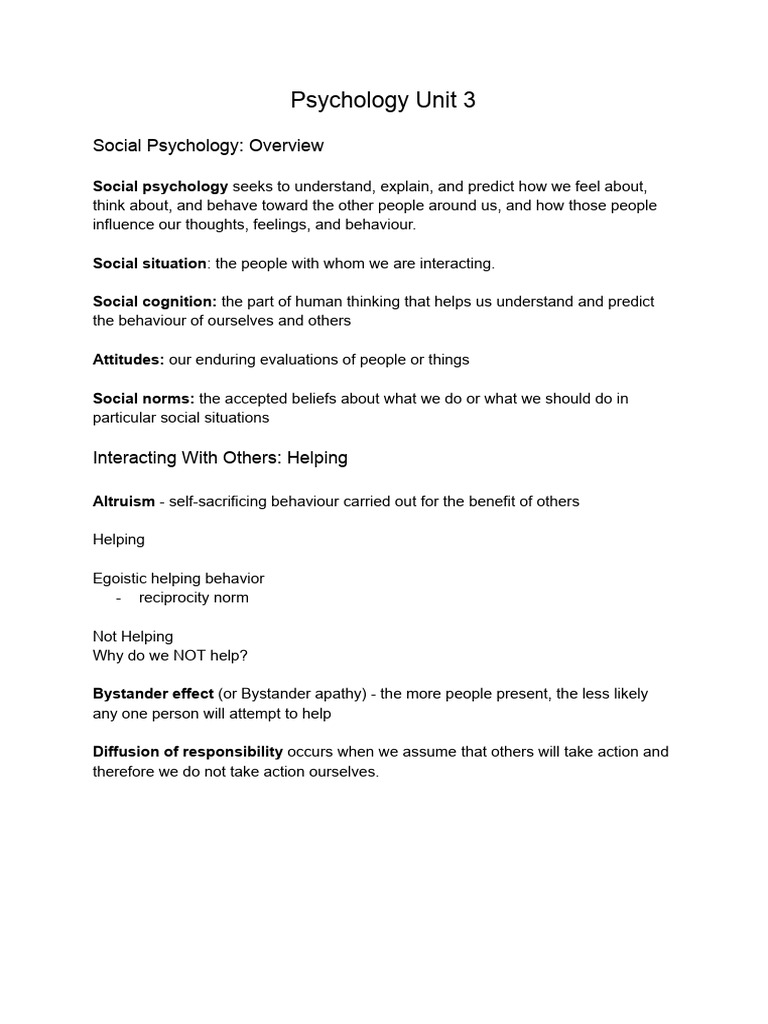 Psychology Unit 3 | Download Free PDF | Stress (Biology) | Attitude ...