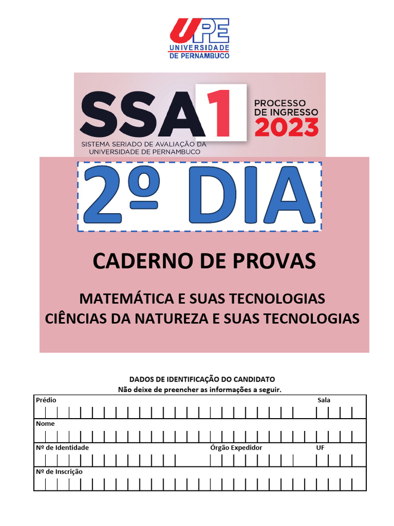 Caderno de Provas Ssa1 2dia | PDF