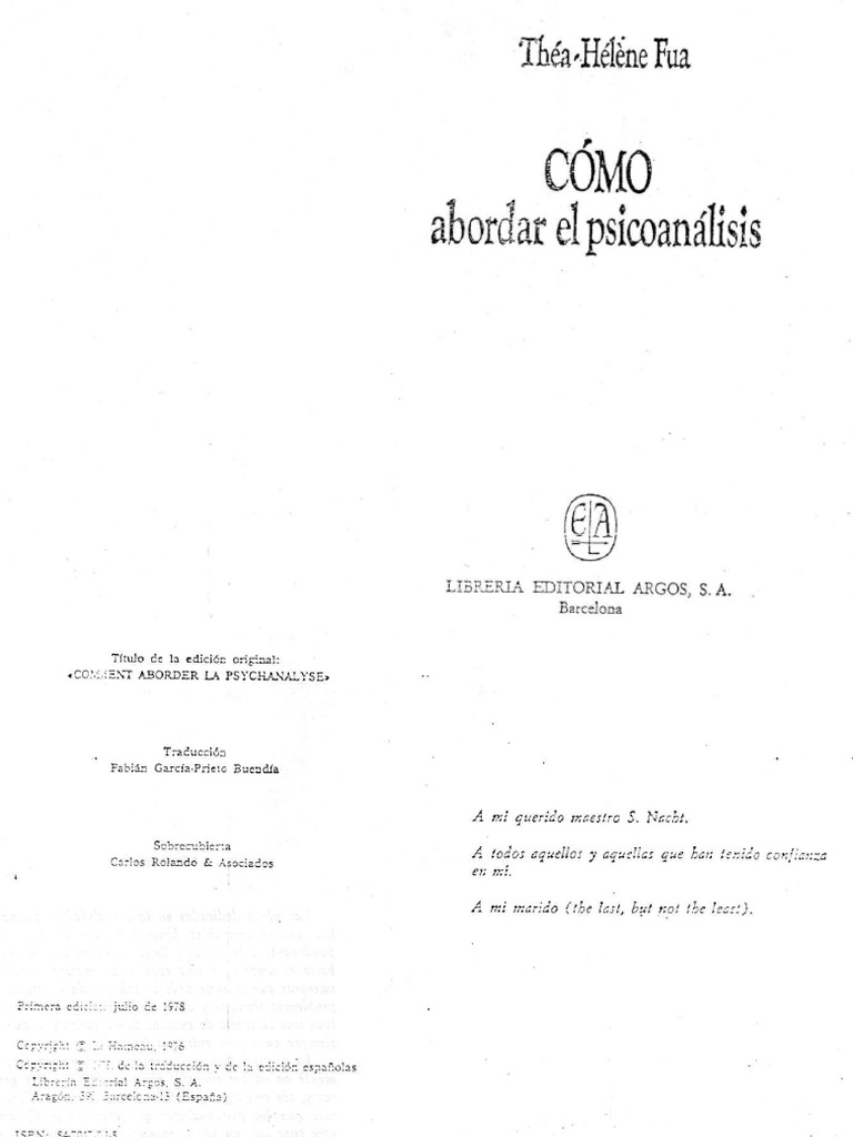 Cómo Abordar El Psicoanálisis - Thea Helene Fua | PDF | Psicoanálisis ...