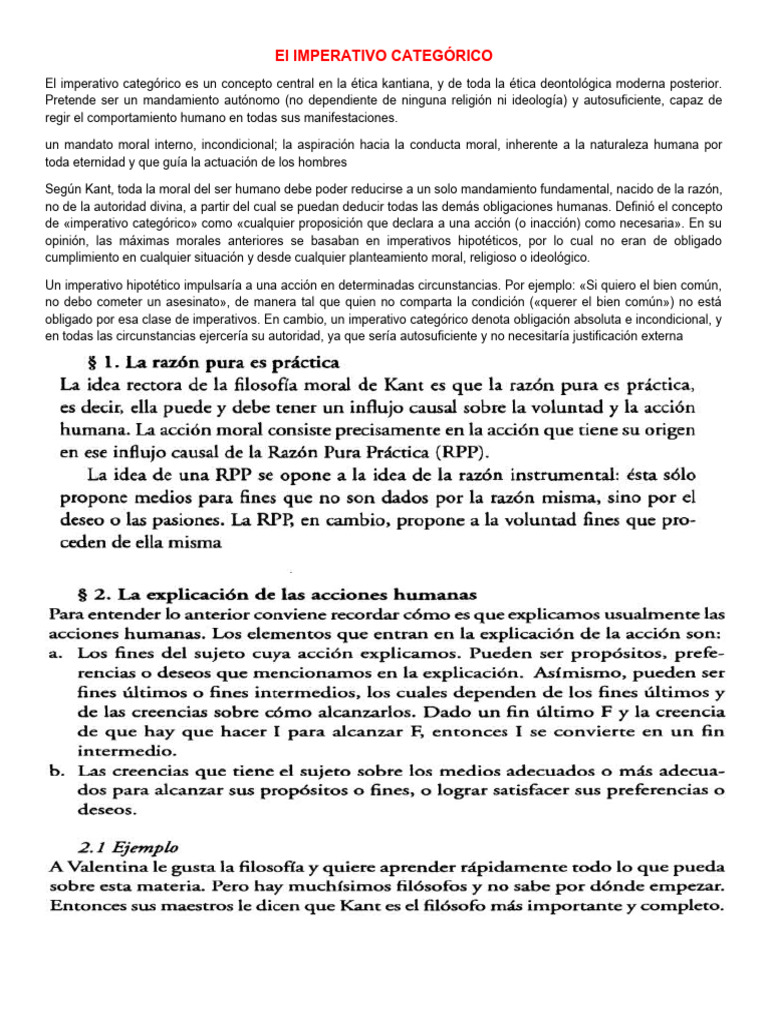 El IMPERATIVO CATEGÓRICO | PDF