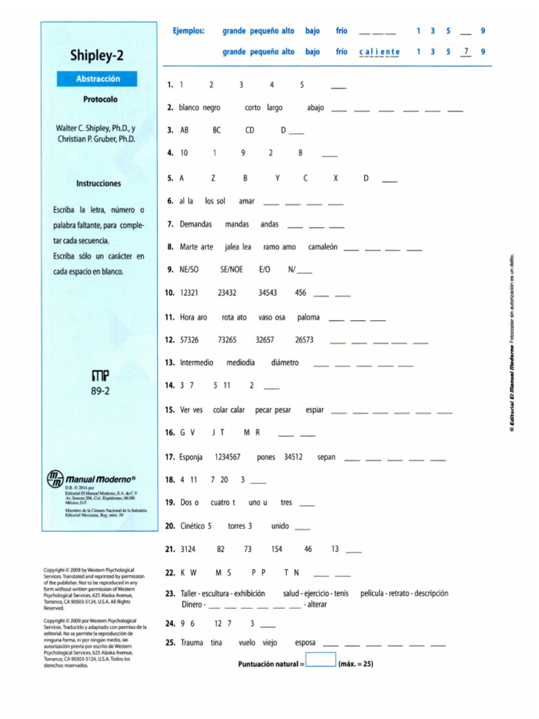 Protocolo Shipley 2 Abreviado | PDF