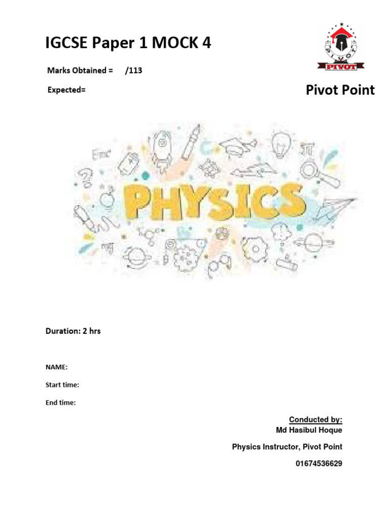 Physics Mock 4 Paper 1 | PDF | Chemistry | Physical Chemistry