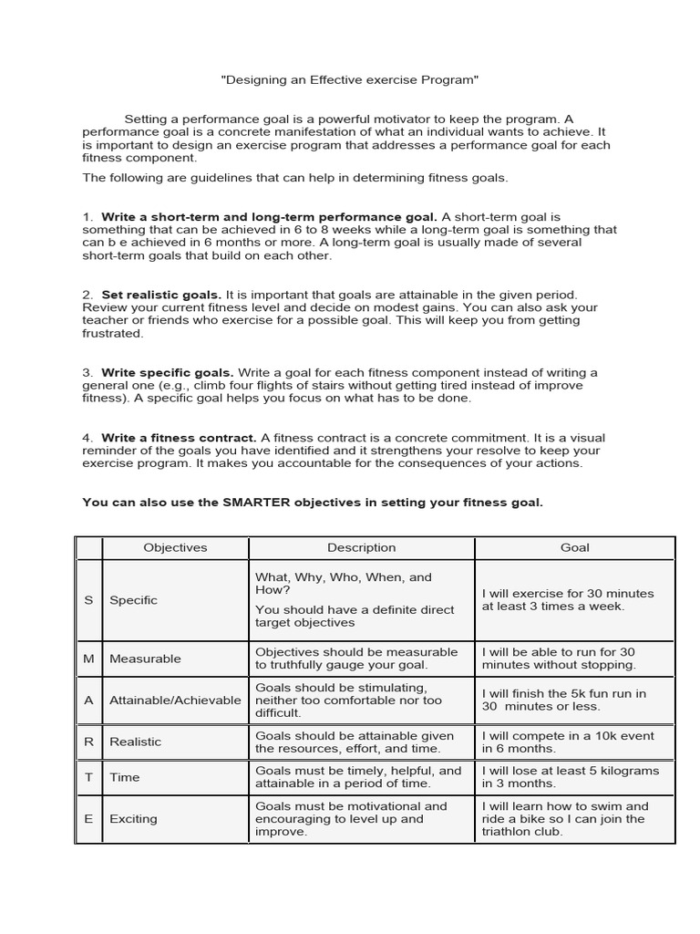 Designing An Effective Exercise Program PEH 11 L2 | PDF | Goal | Body Mass Index