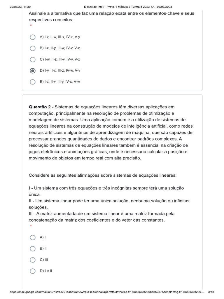 Prova Modulo 3 | PDF | Inteligência artificial | Inteligência Artificial (IA) e Semântica