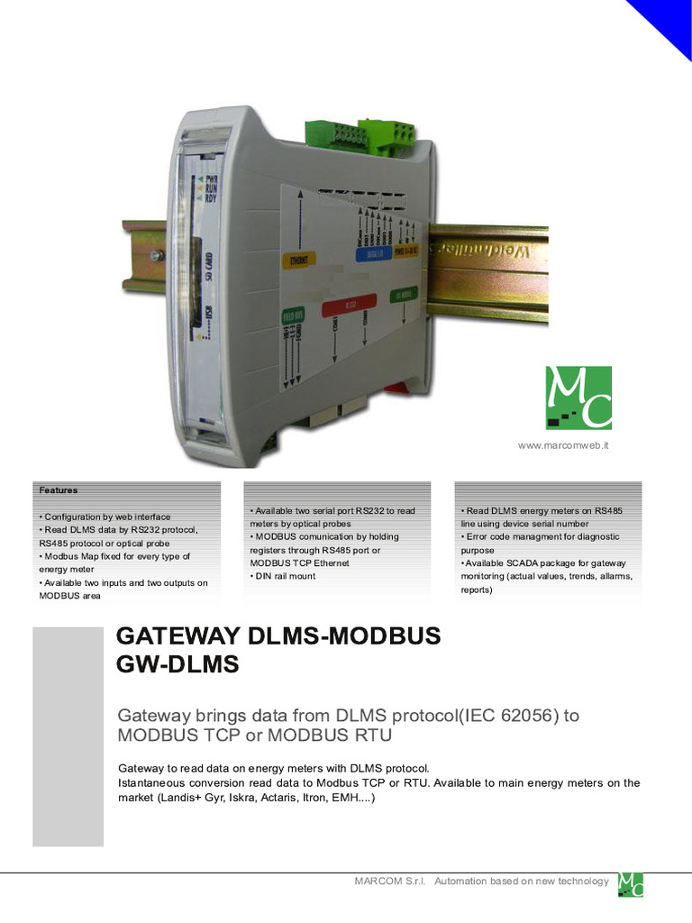 DLMS to MODBUS Gateway Features | PDF | Computer Engineering | Computer ...