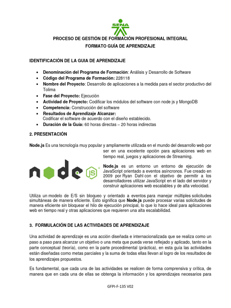 GFPI-F-135 Guia de Aprendizaje Node JS | PDF | Software | Software de ... GFPI-F-135 Guia de Aprendizaje Node JS | PDF | Software | Software de ...