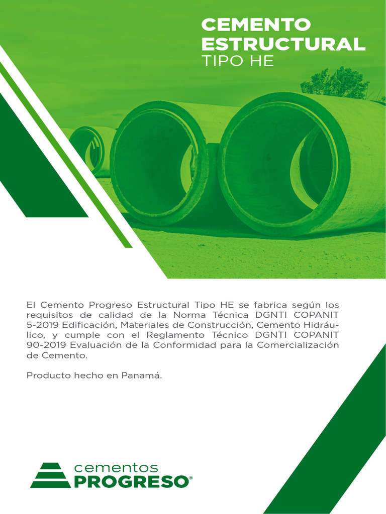 CEMENTOS PROGRESO Ficha Técnica Estructural Tipo HE | PDF | Hormigón | Cemento