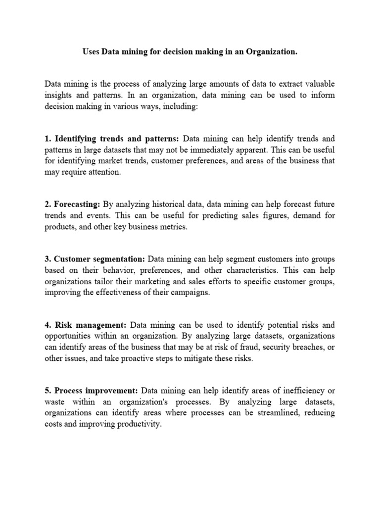 Uses of Data Mining Tools | PDF | Data Analysis | Data Mining