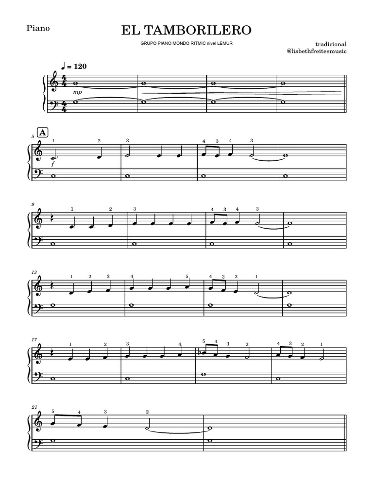 EL TAMBORILERO MONDO-Piano | PDF
