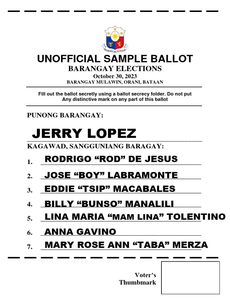 Sample Ballot | PDF | Political Corruption | Meetings