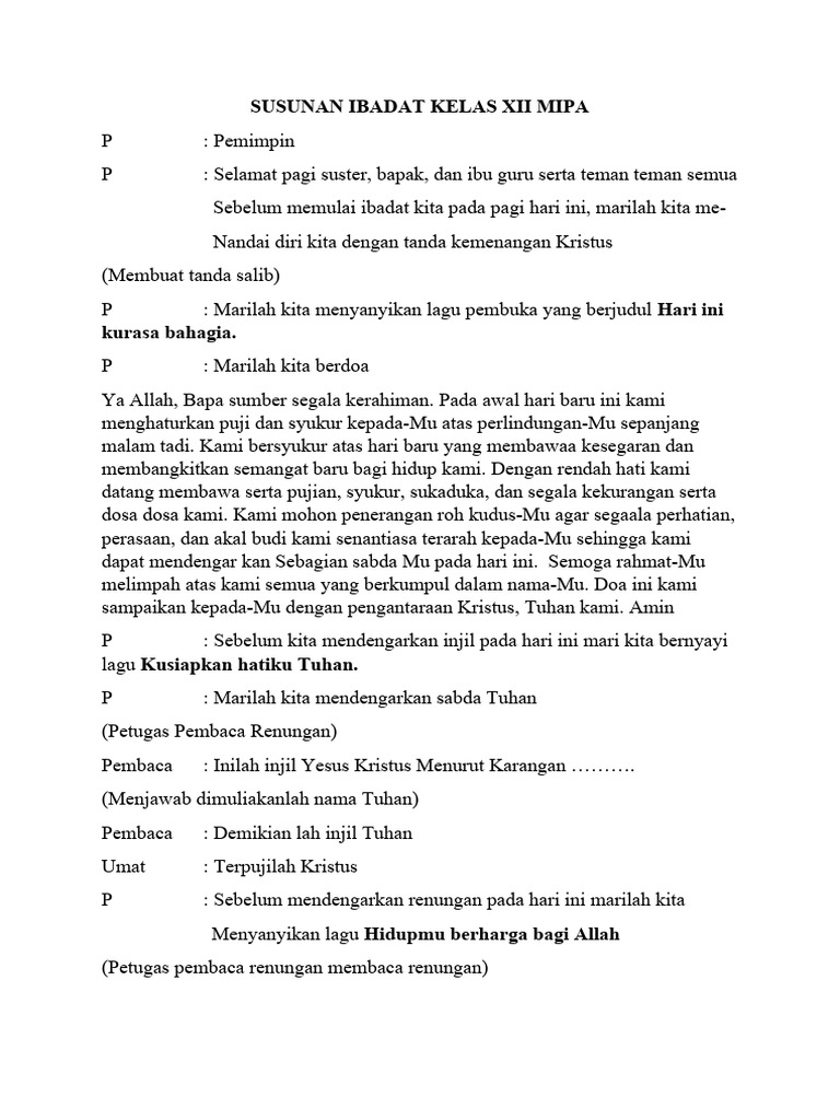 Susunan Ibadat | PDF
