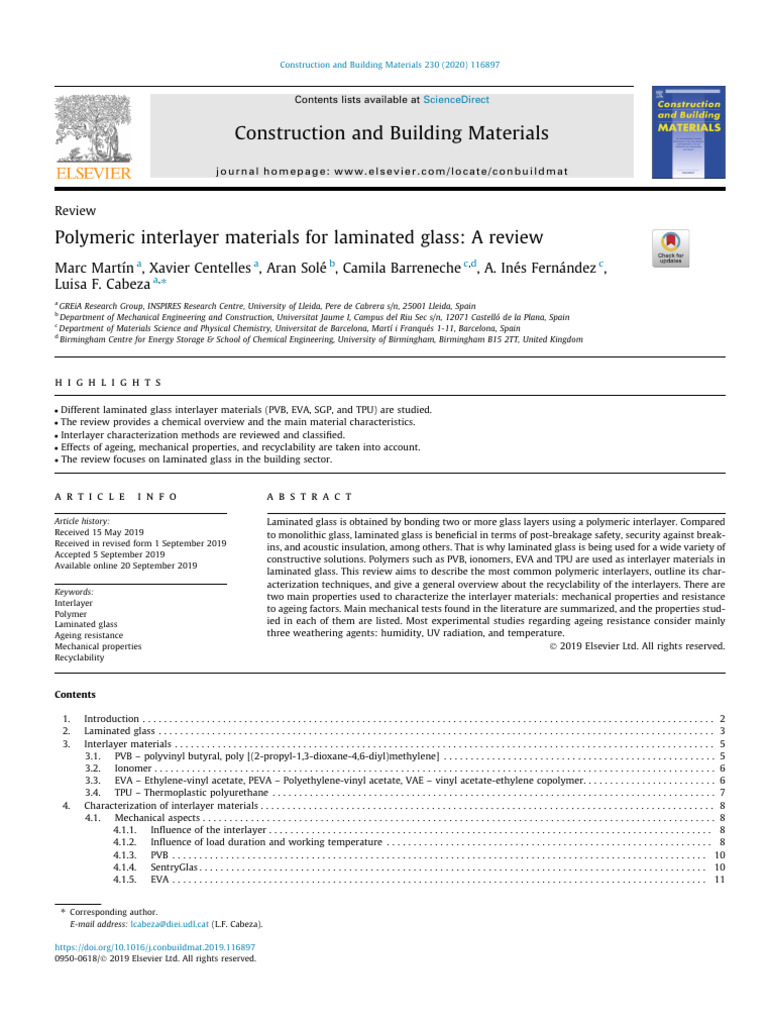 Polymeric Interlayer Materials for Laminated Glass | PDF | Polymers ...