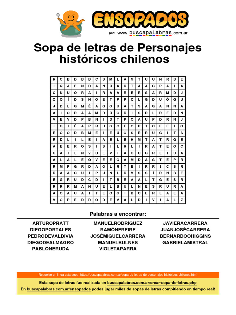 sopa-de-letras-de-personajes-históricos-chilenos | PDF