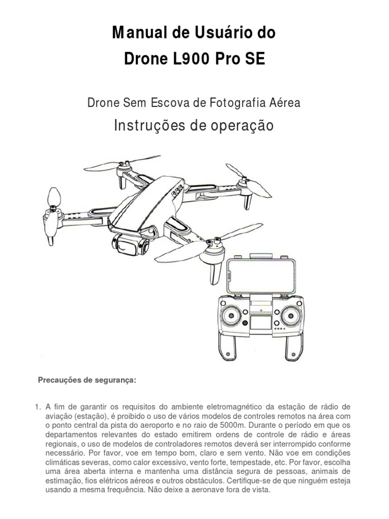 Manual de Usuario Drone L900 PRO SE Portugues PDF Voo Aeronave