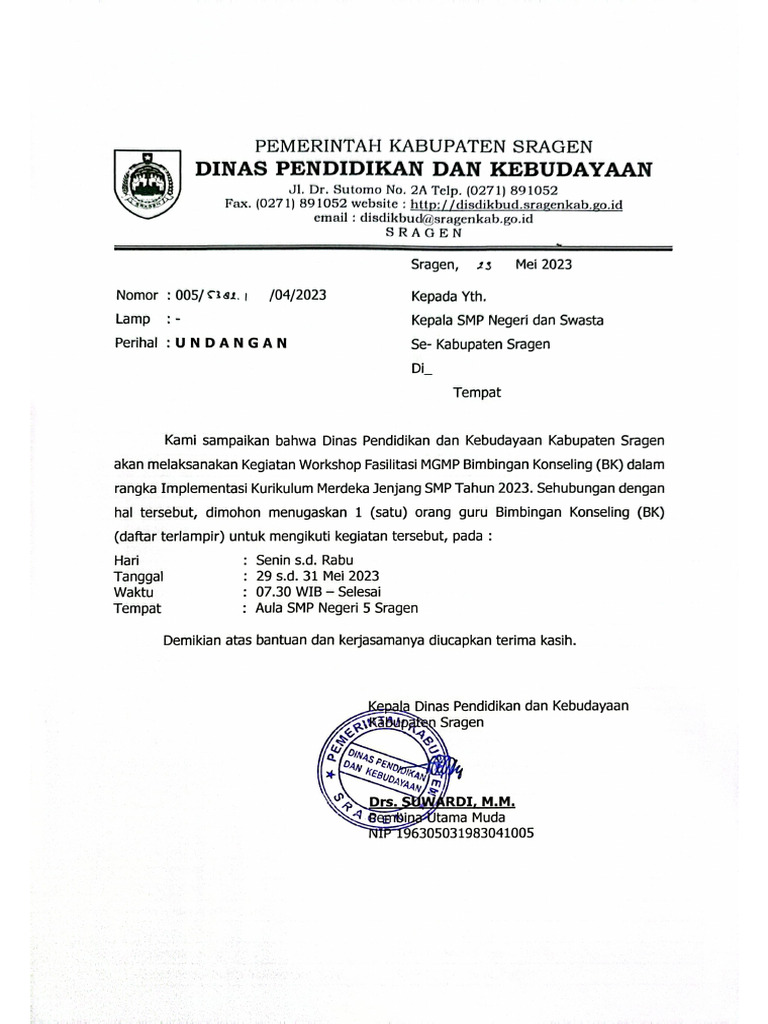 Undangan MGMP BK | PDF