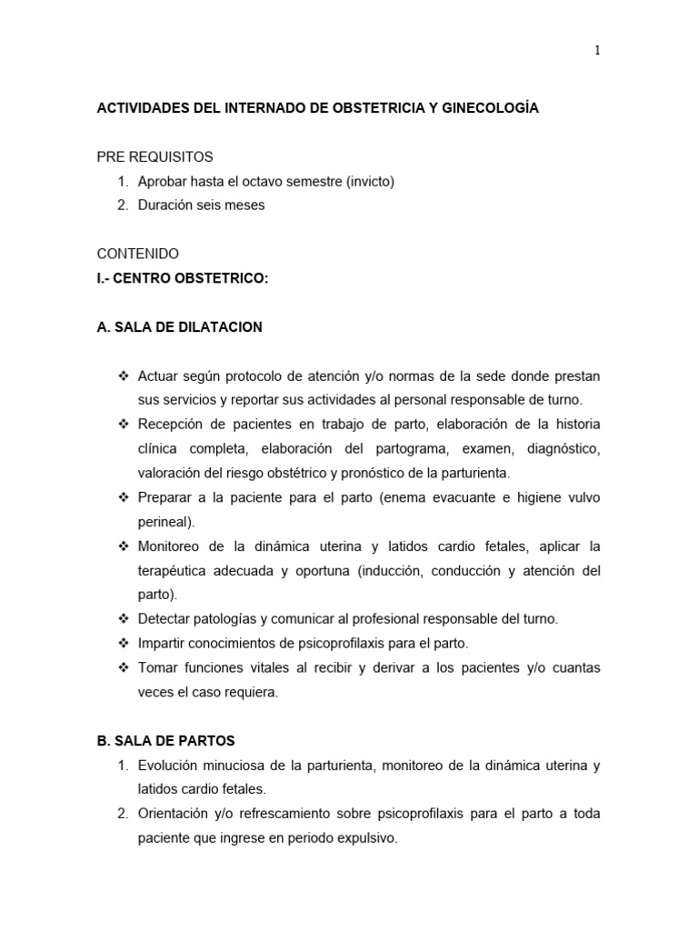 Actividades de Internado 1 | PDF