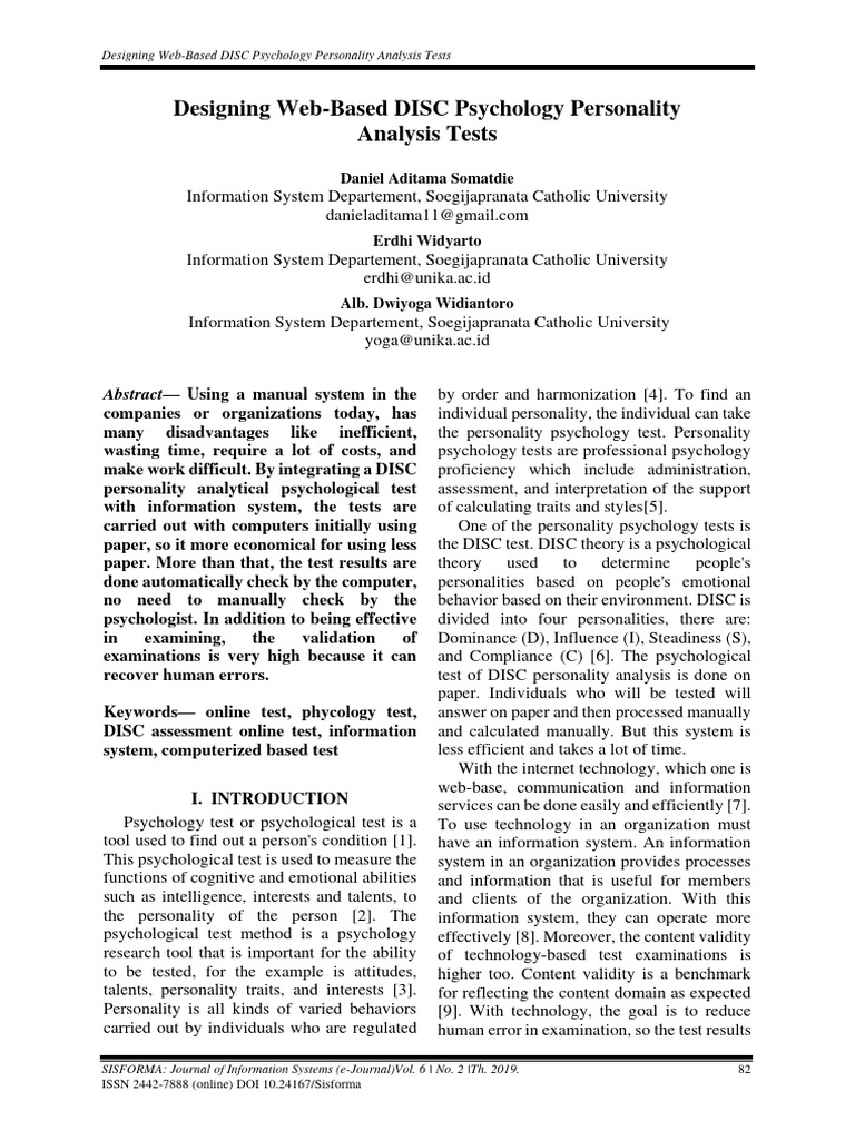 Designing Web-Based DISC Psychology Personality Analyst Test | PDF ...