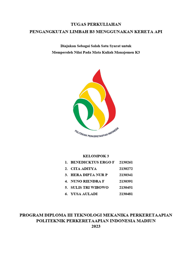 Penanganan Limbah B3 Menggunakan Sarana Kereta API | PDF