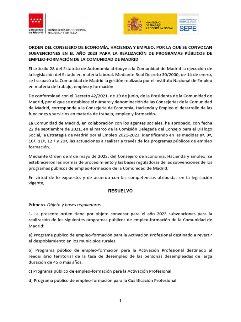 Emp-Form 2023 Orden para Web | PDF | Desempleo | Otorgar dinero)