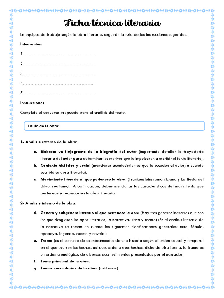 Ficha Técnica Literaria | Descargar gratis PDF | Narrativa | Autor