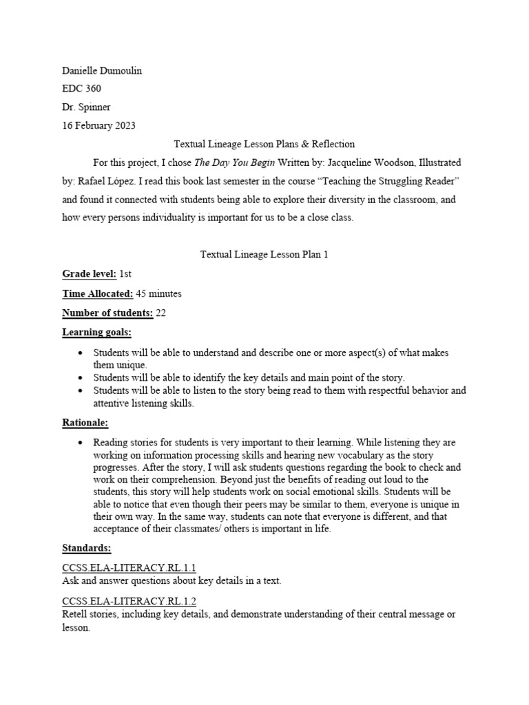 Annotated-edc 20360 - 20textual 20lineage 20lesson 20plans 20 26 
