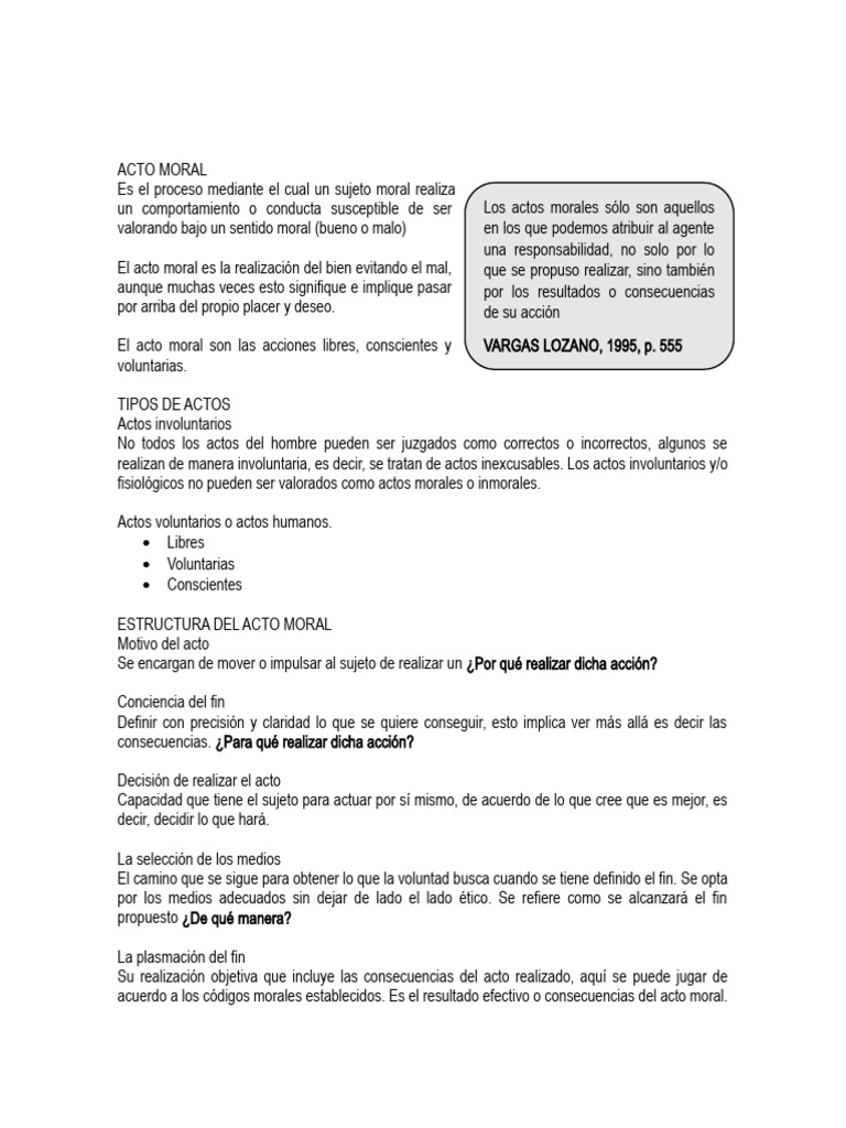 Acto Moral | PDF | Moralidad | Sicología