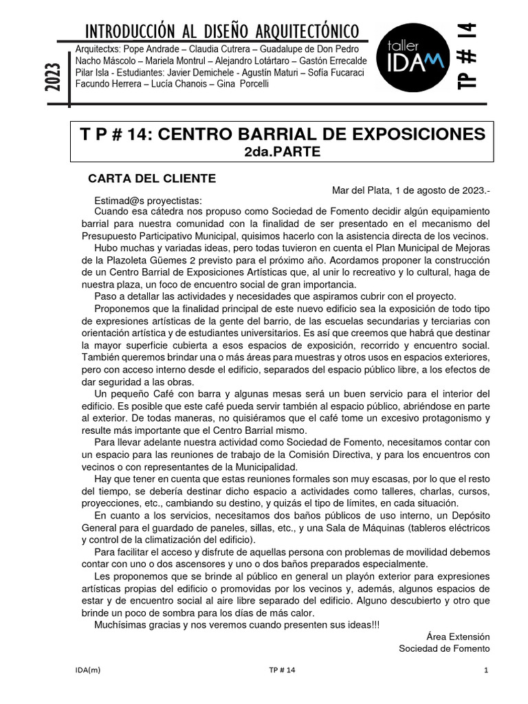 TP # 14 - CENTRO BARRIAL DE EXPOSICIONES - 2023 - 2da PARTE | PDF